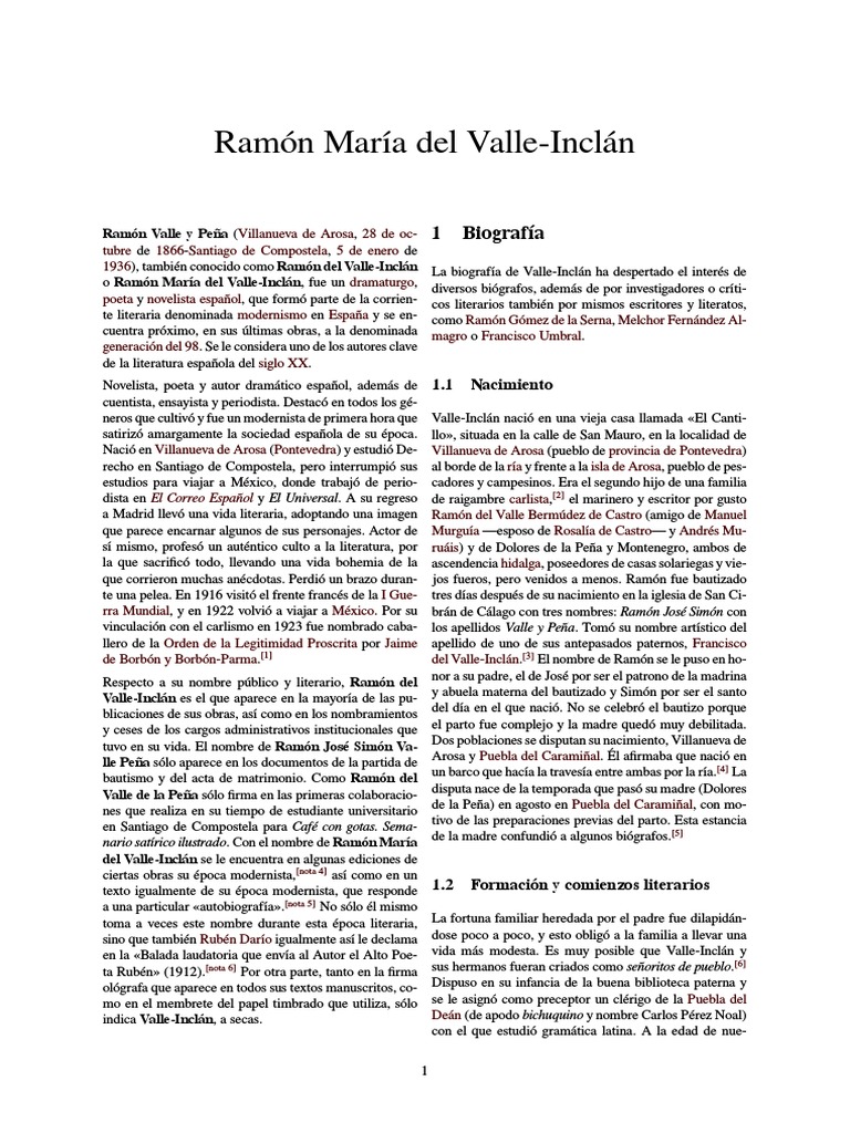 Ramón María Del Valle-Inclán | PDF