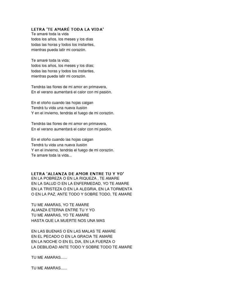 LETRA Canciones | PDF