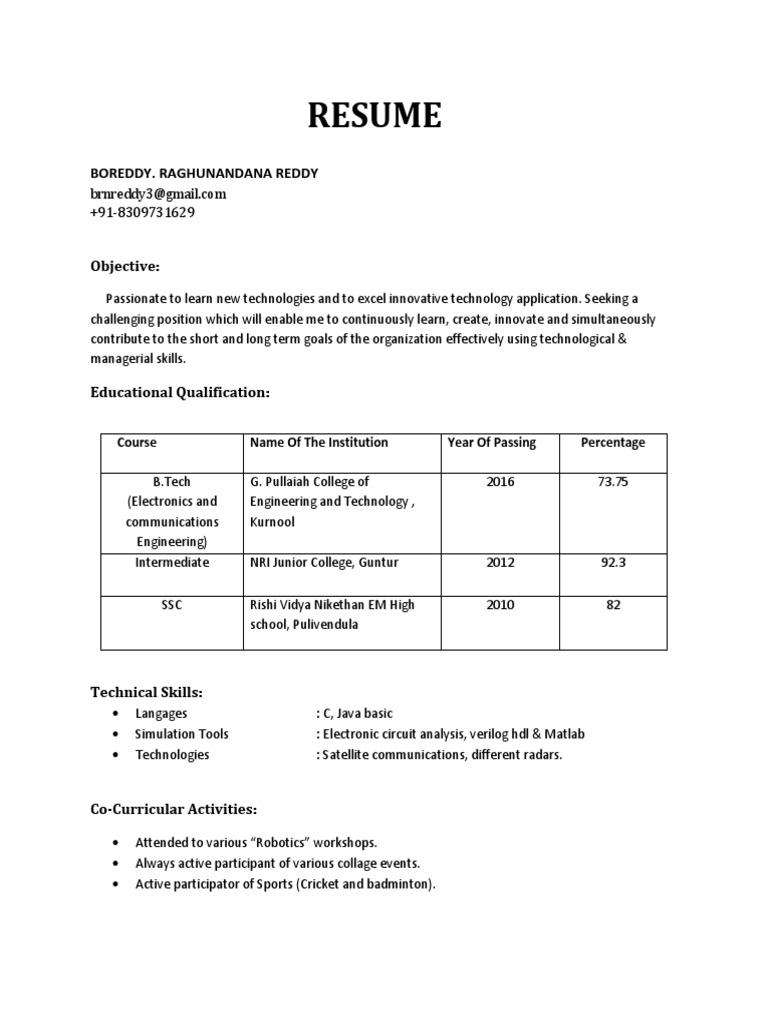 Raghu Resume | PDF | Simulation | Antenna (Radio)