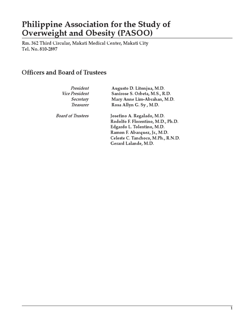 PASOO Guidelines for Weight Management | PDF | Obesity | Body Mass Index