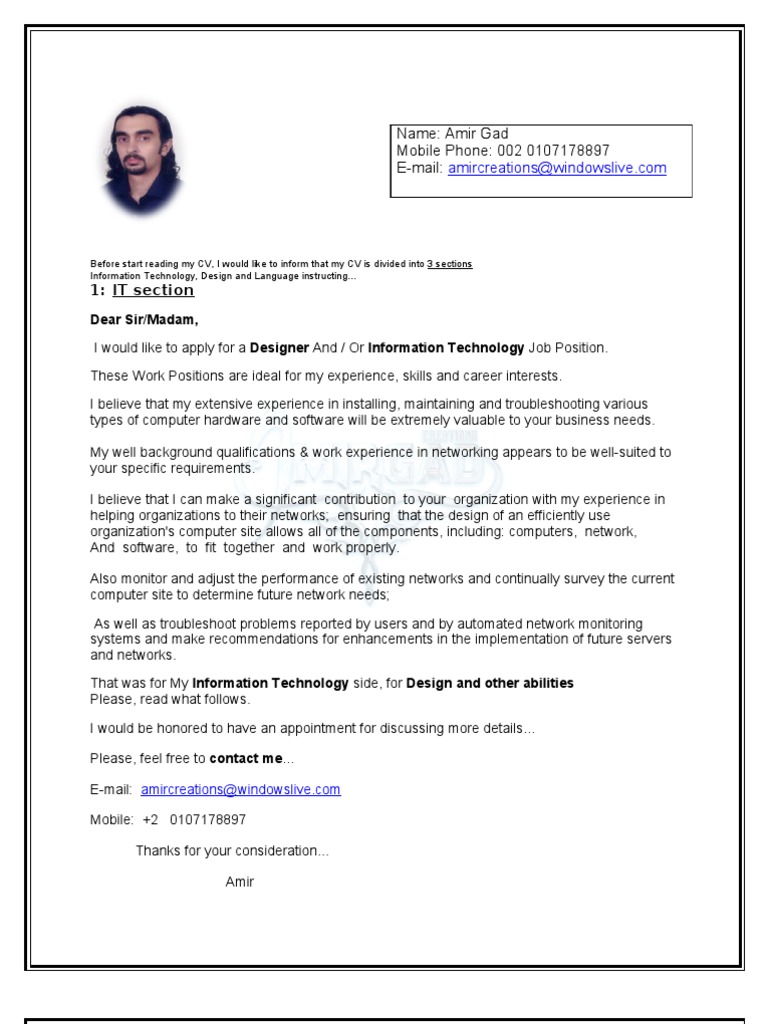 Amir Gad: IT & Design CV Overview | PDF | 3 D Computer Graphics ...