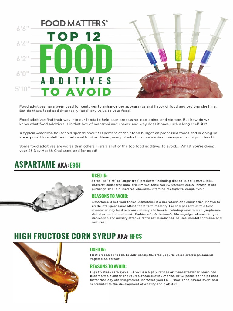 Top 12 Food Additives To Avoid | PDF | Sugar Substitute | Foods