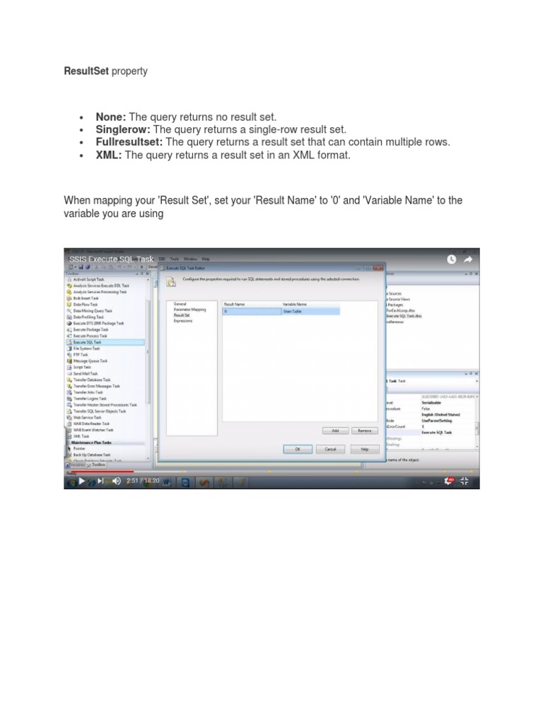 When Mapping Your 'Result Set', Set Your 'Result Name' To '0' and ...