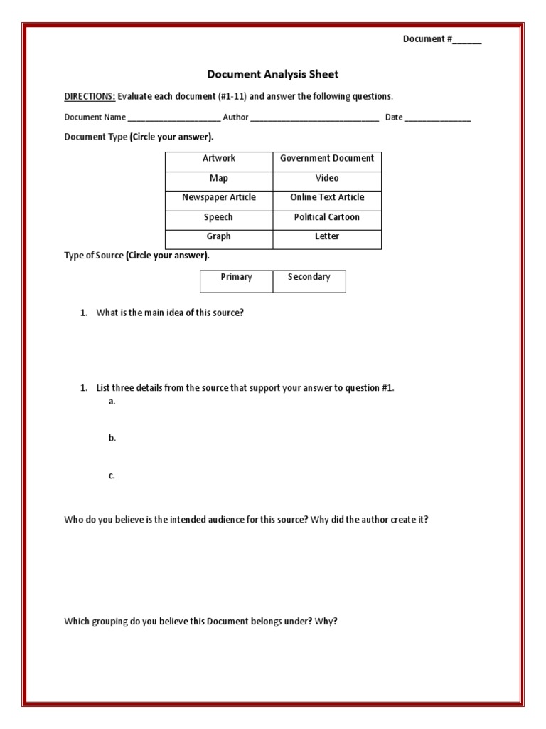 Document Analysis Evaluation Sheet | PDF | Art | Computers
