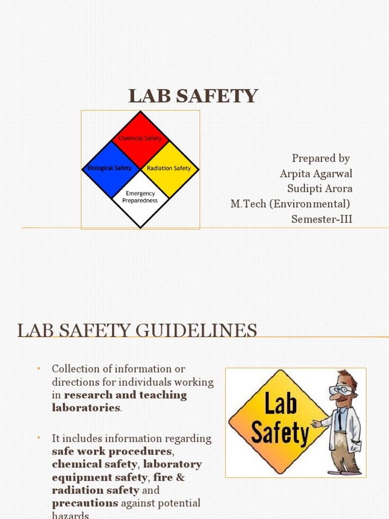 Lab Safety: Prepared by Arpita Agarwal Sudipti Arora M.Tech ...