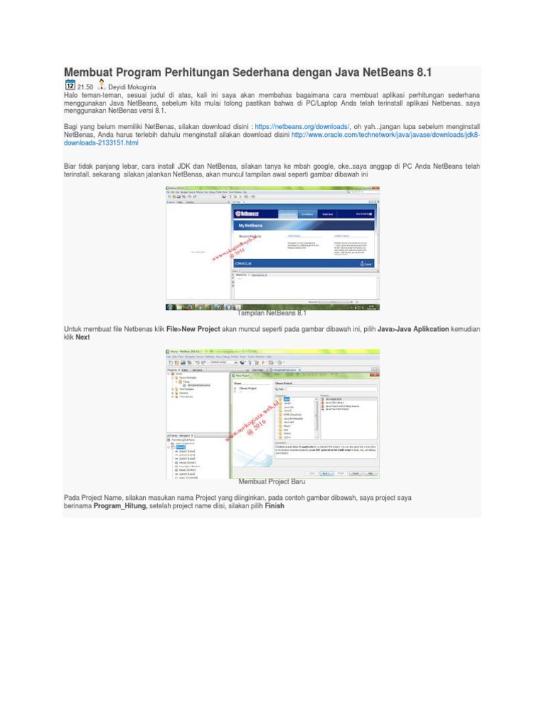 Membuat Program Perhitungan Sederhana Dengan Java NetBeans 8 | PDF
