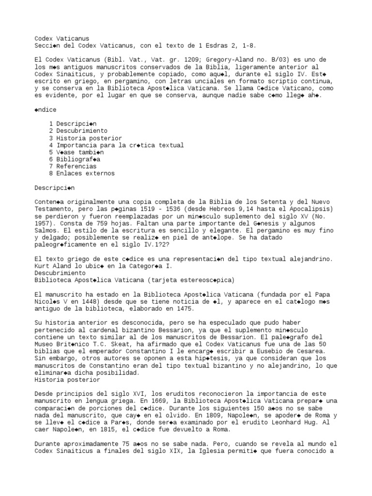Análisis del Codex Vaticanus | PDF | Exégesis | Libros religiosos