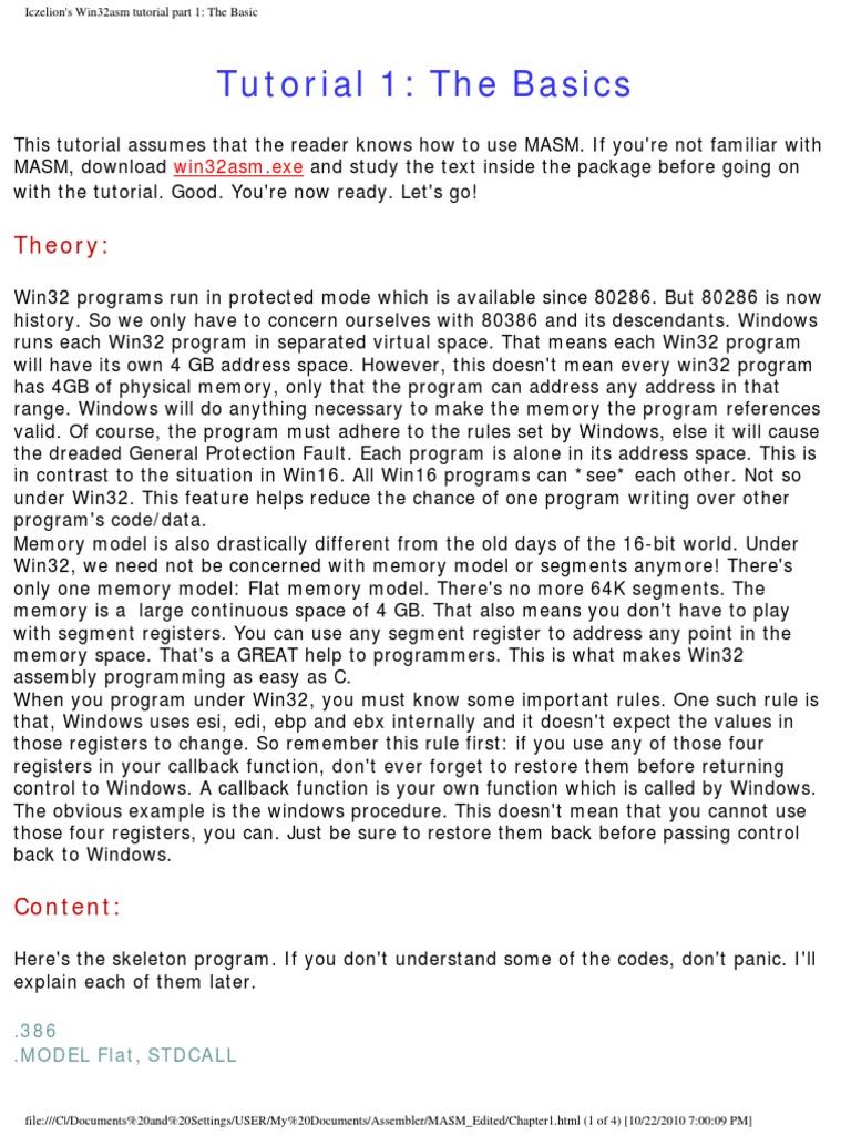 An Introduction to Using the MessageBox Function in Win32 Assembly | PDF | Software Development ...