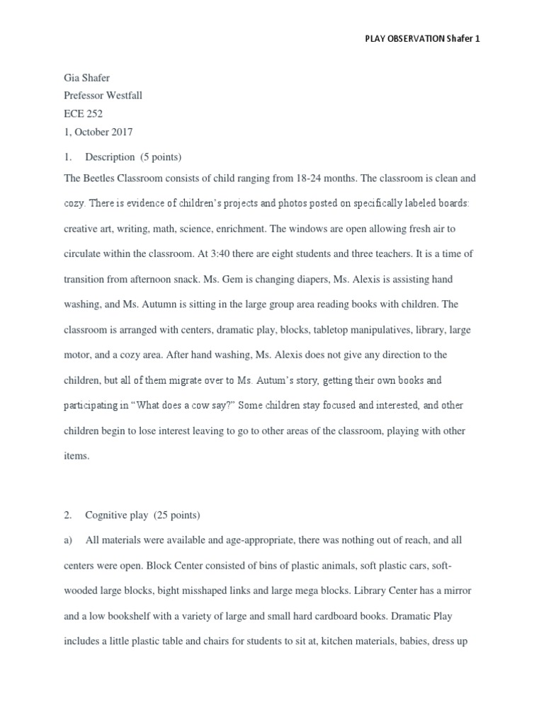 play observation | Classroom | Teachers