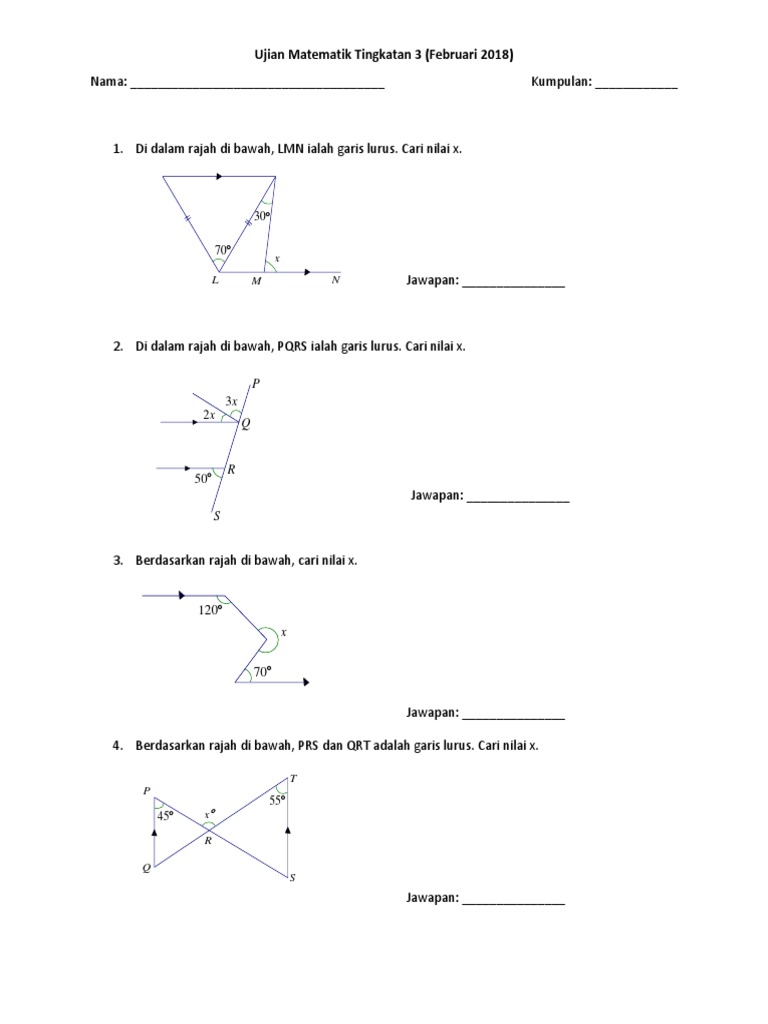 Ujian Matematik Form 3 (Topik 1 2 3) | PDF