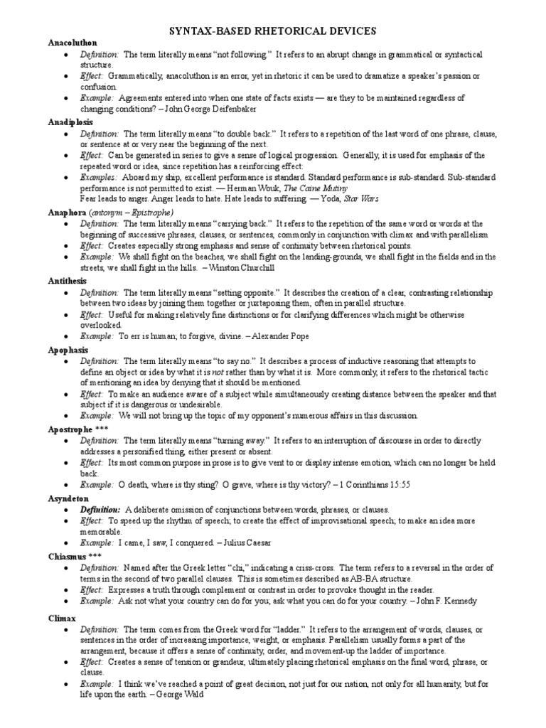 Syntax Based Rhetoric | PDF | Phrase | Clause