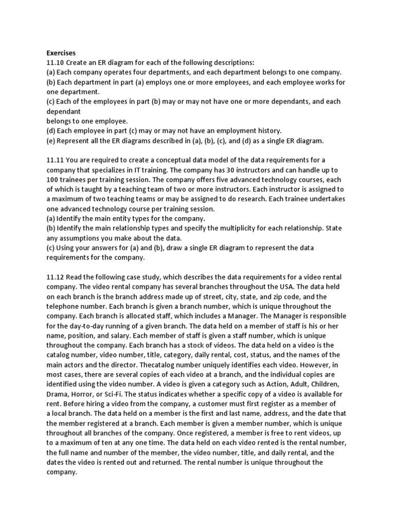 ERD Exercises | PDF | Employment | Business