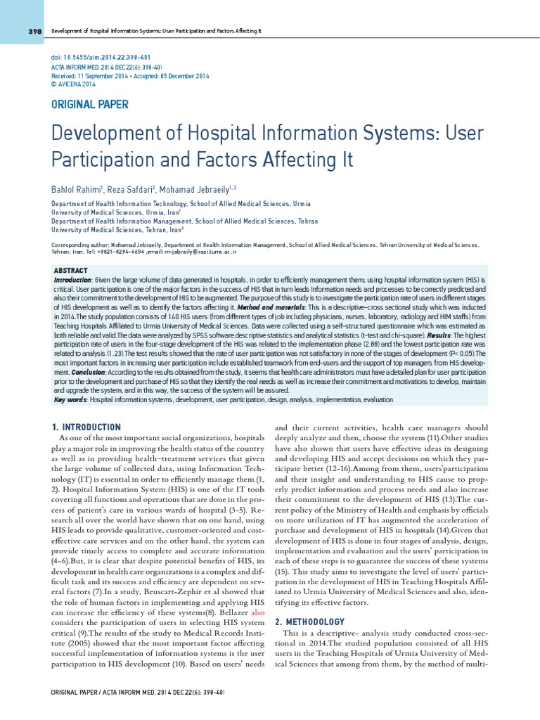 Development of Hospital Information System | PDF | Health Informatics ...