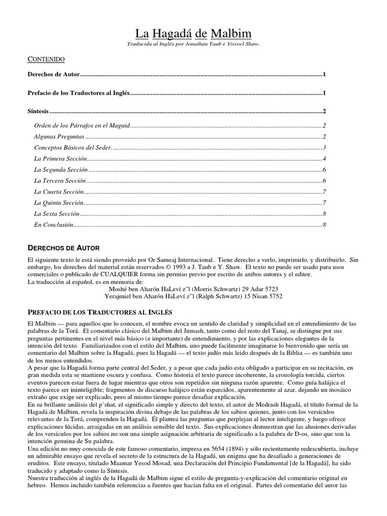 Malbim | PDF | Hagadá | Libro del éxodo