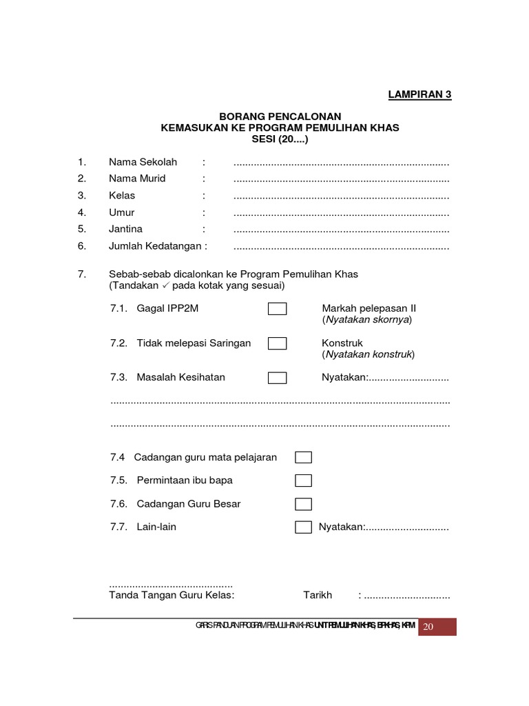 Borang-Pencalonan Murid PDF | PDF