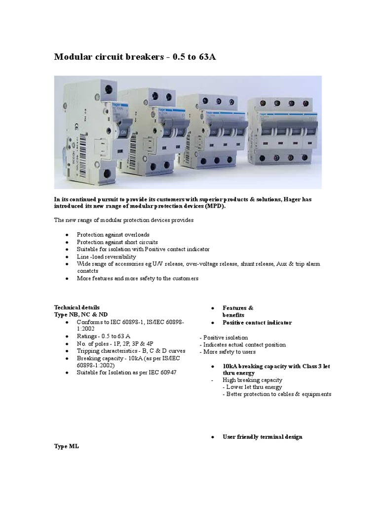 Modular Circuit Breakers | PDF | Electromagnetism | Manufactured Goods