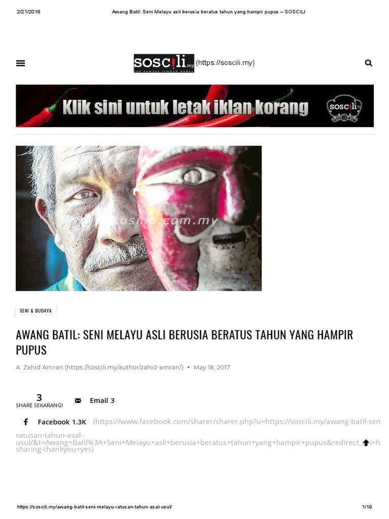 Awang Batil - Seni Melayu Asli Berusia Beratus Tahun Yang Hampir Pupus ...