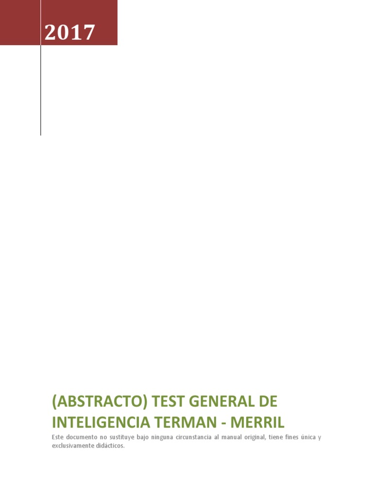 Test de Inteligencia Terman-Merril: Guía Completa | PDF | Cociente de ...