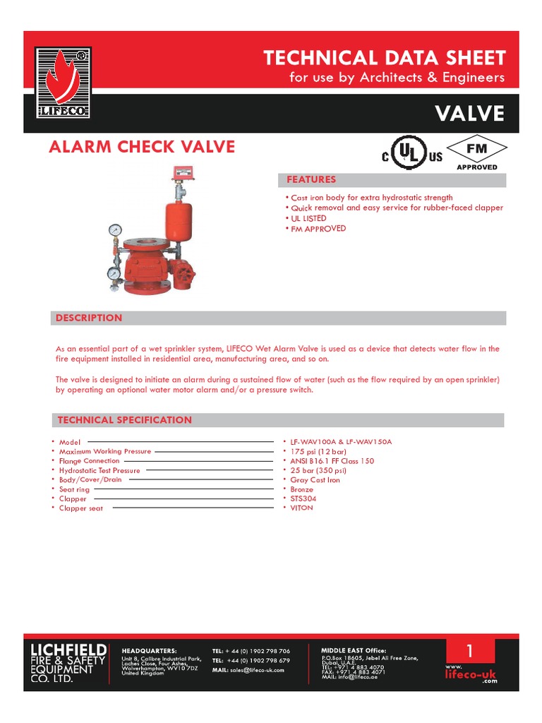 Alarm Check Valve UL-FM | PDF | Fire Sprinkler System | Valve