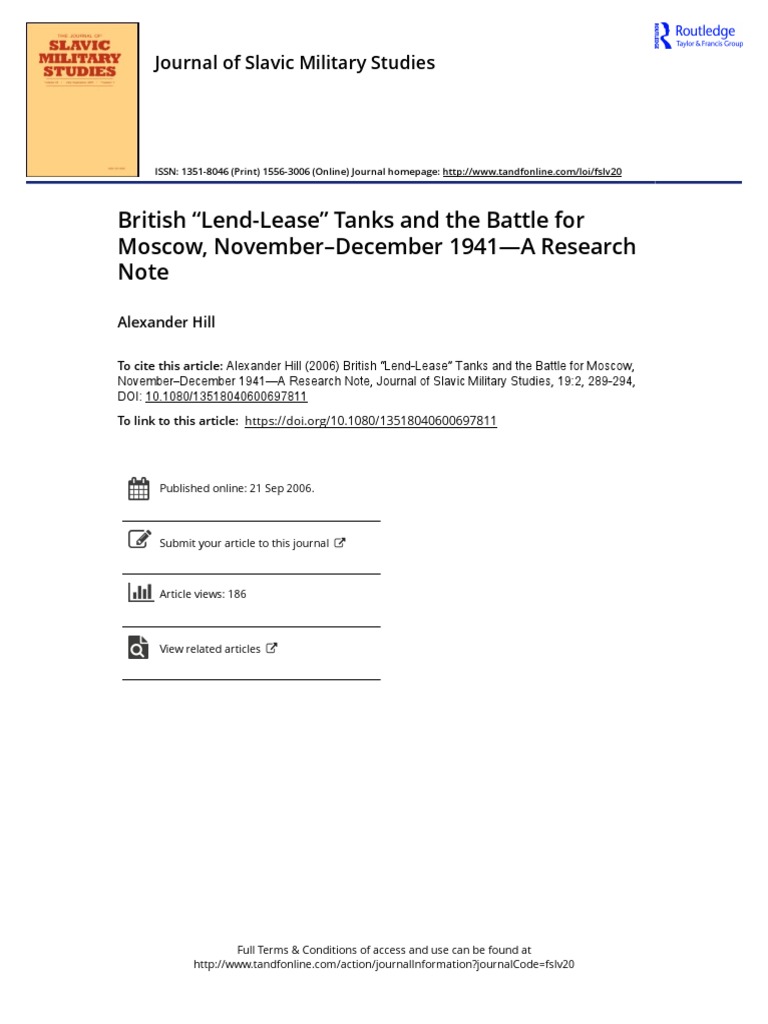 British Lend Lease Tanks and The Battle For Moscow November December ...