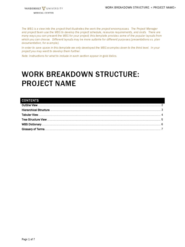 Work Breakdown Structure Template | PDF | Project Management ...