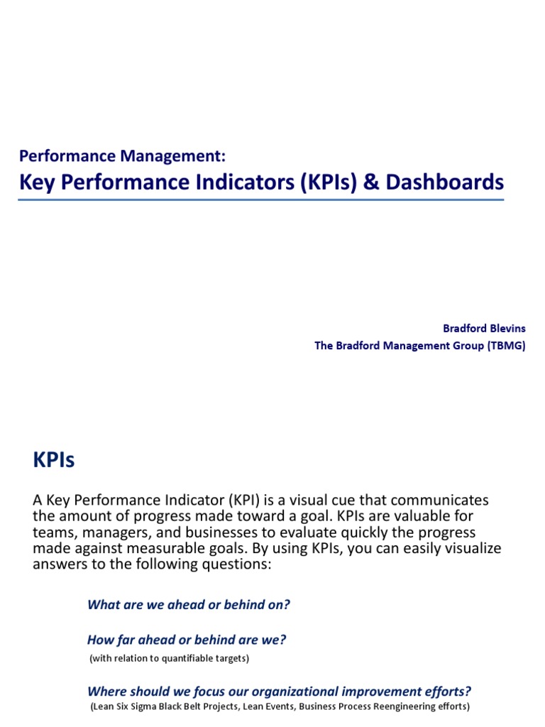 Key Performance Indicators (KPIs) & Dashboards | PDF | Performance ...