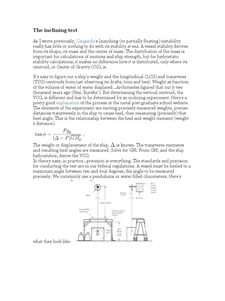 The Inclining Test | PDF | Pendulum | Mass