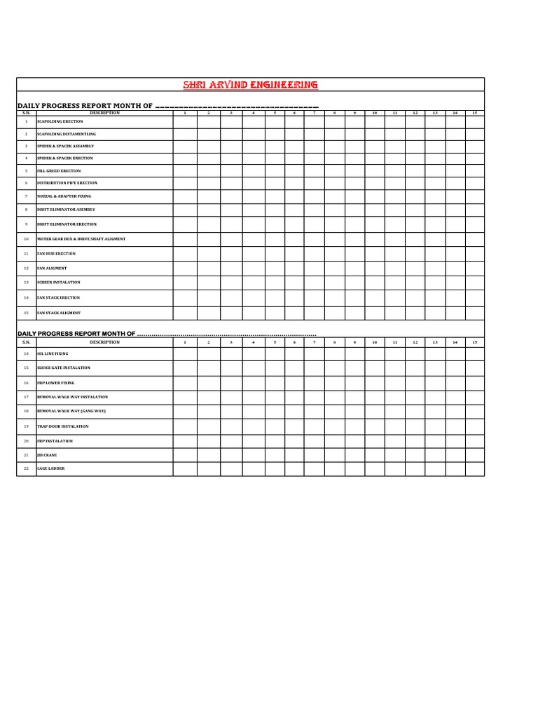 Daily Work Plan Form | PDF