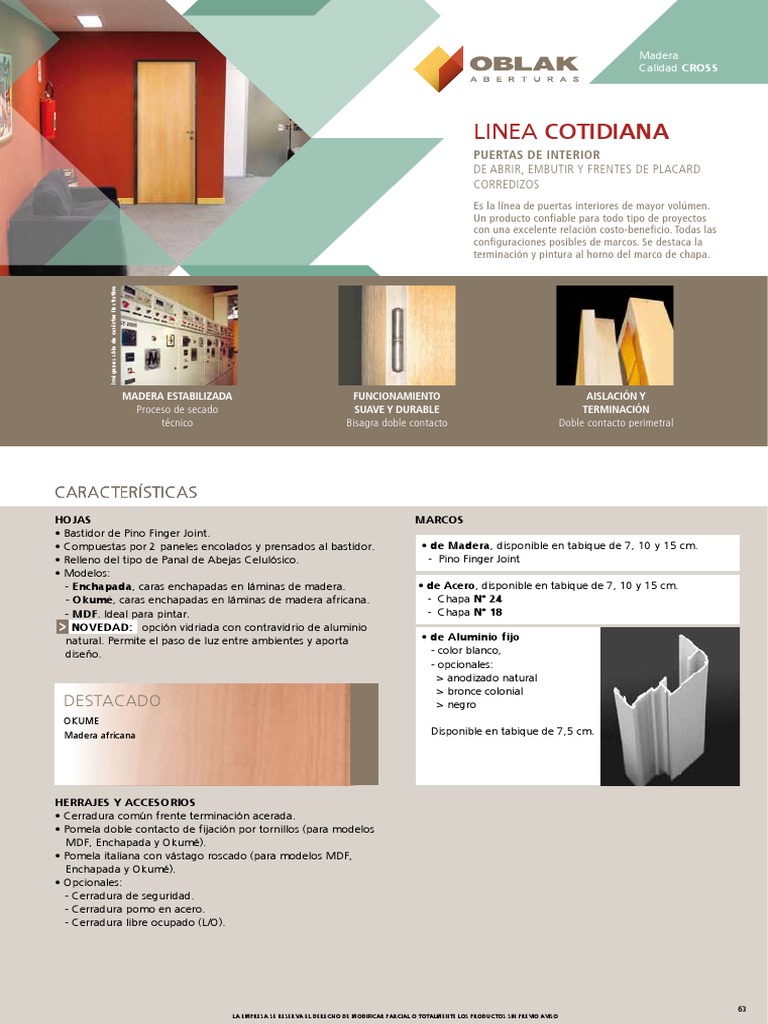 Catálogo Oblak (Puertas) | PDF | Madera | Aluminio