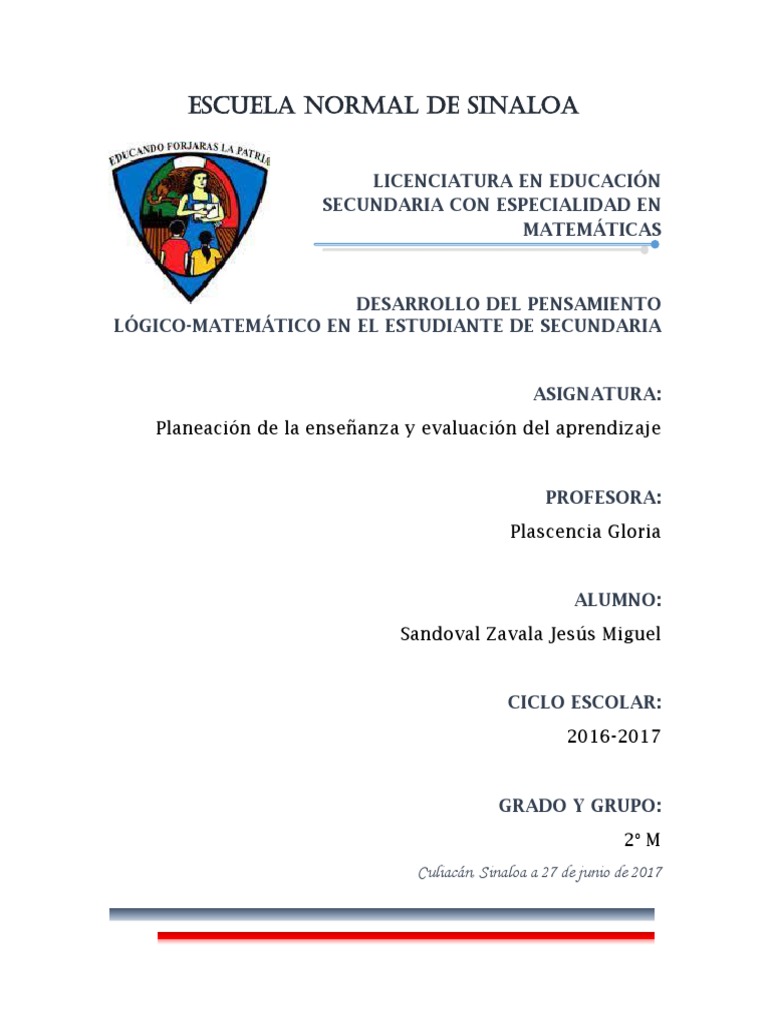 Desarrollo Del Pensamiento Lógico-Matemático en El Alumno de Secundaria ...