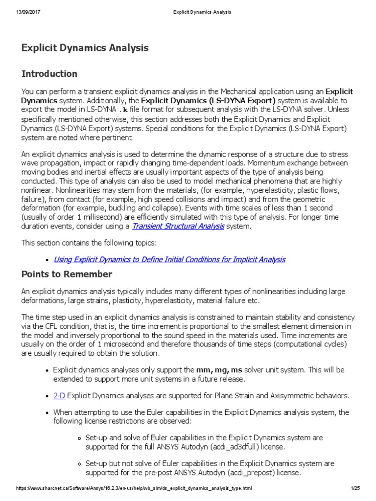 Explicit Dynamics Analysis | PDF | Friction | Deformation (Engineering)
