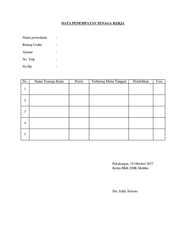 Format Laporan BKK 2017 | PDF