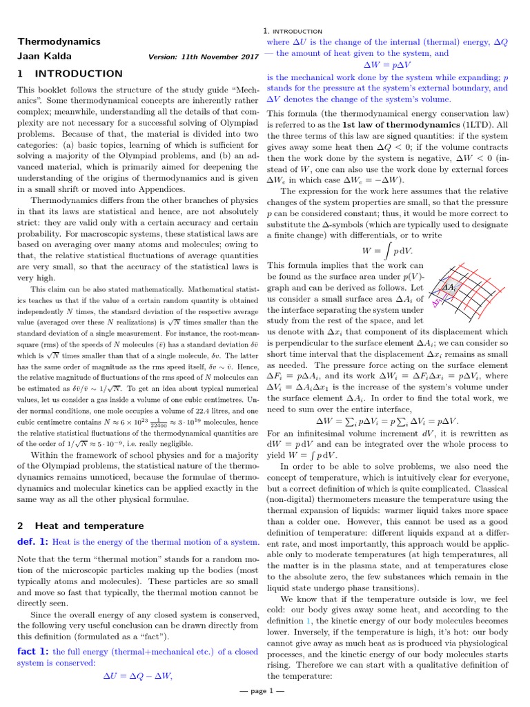 Thermodynamics | PDF | Temperature | Heat