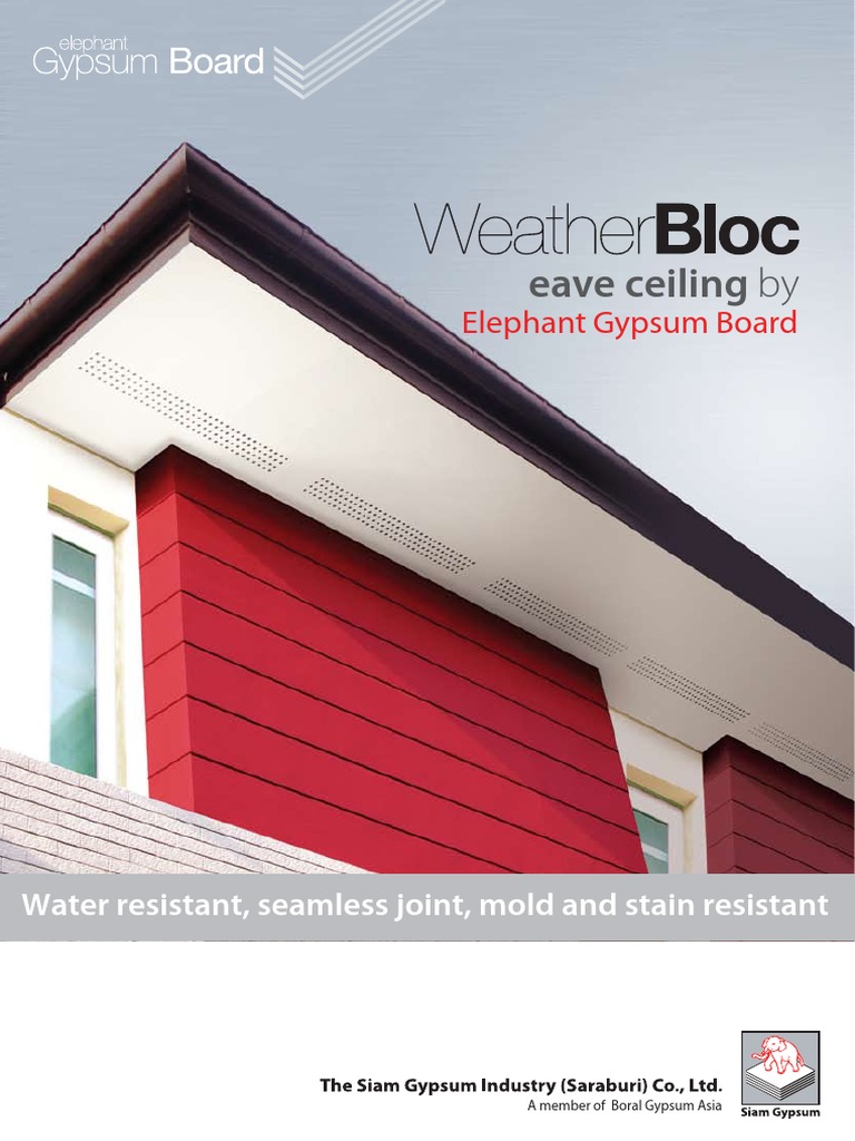 Elephant Gypsum Board for Eave Ceiling: Water Resistant, Seamless Joint ...