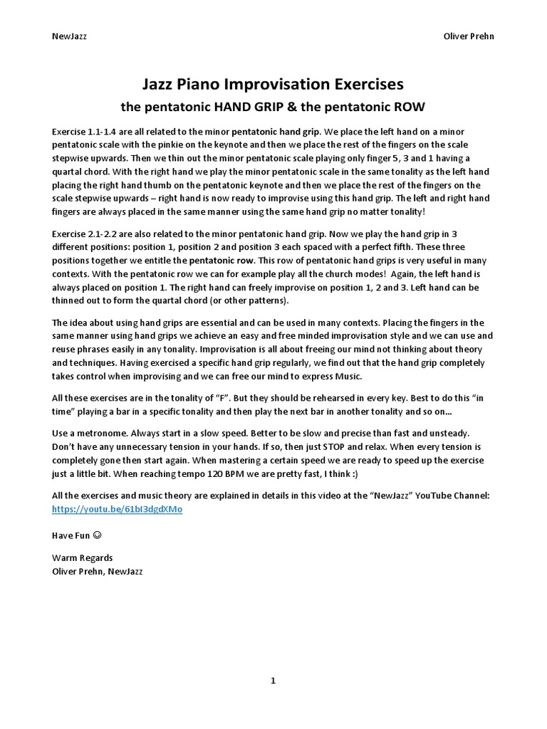 Pentatonic Exercises Pdf Hand Scale Music