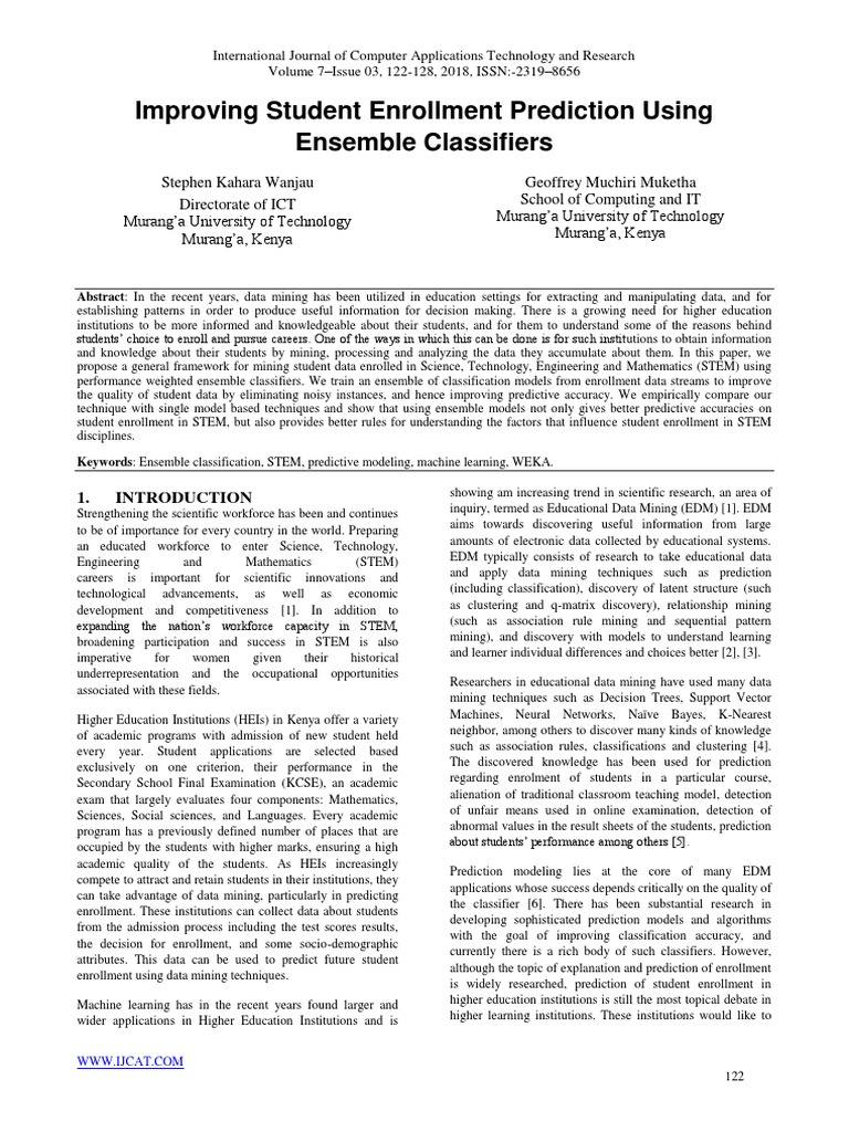Improving Student Enrollment Prediction Through Ensemble Classification ... Improving Student Enrollment Prediction Through Ensemble Classification ...