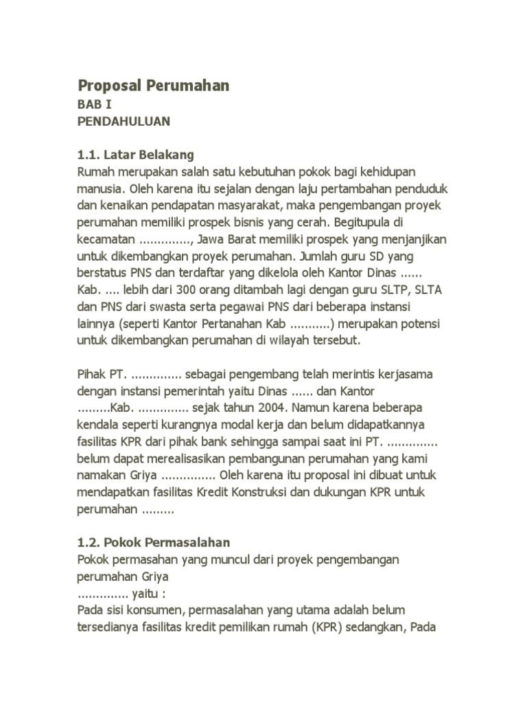 Proposal Pembangunan Perumahan | PDF