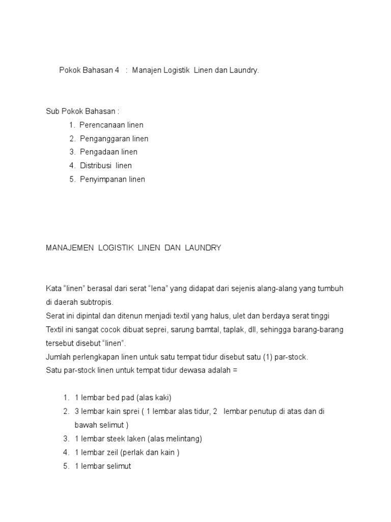 Manajemen Linen | PDF