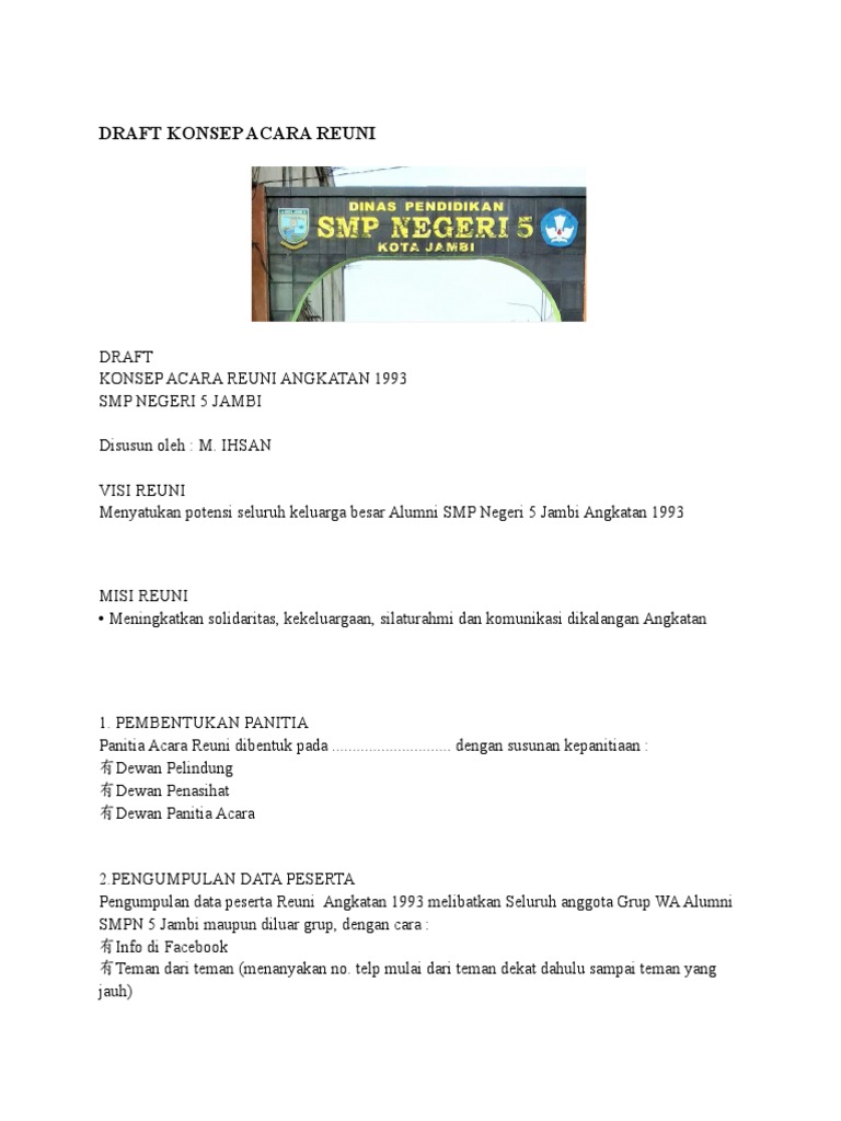 Draft Konsep Acara Reuni | PDF
