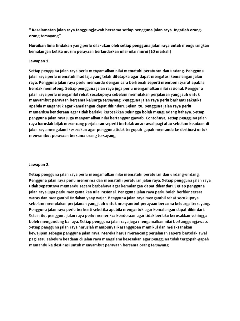 Keselamatan Jalan Raya Tanggungjawab Bersama Setiap Pengguna Jalan Raya | PDF