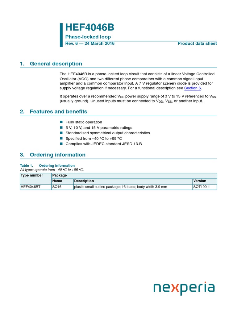 HEF4046B: 1. General Description | PDF | Electronics | Electronic Engineering