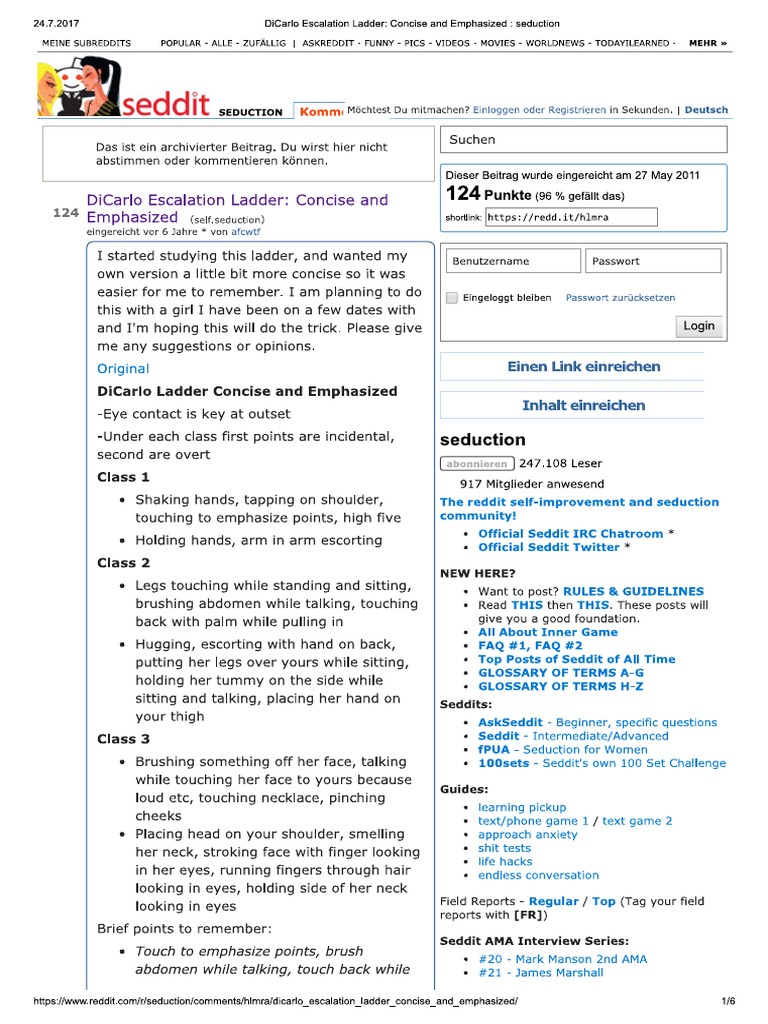 DiCarlo Escalation Ladder - Concise and Emphasized - Seduction | PDF