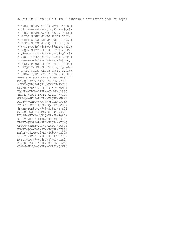 Windows 7 Activation Product Keys Pdf 4579