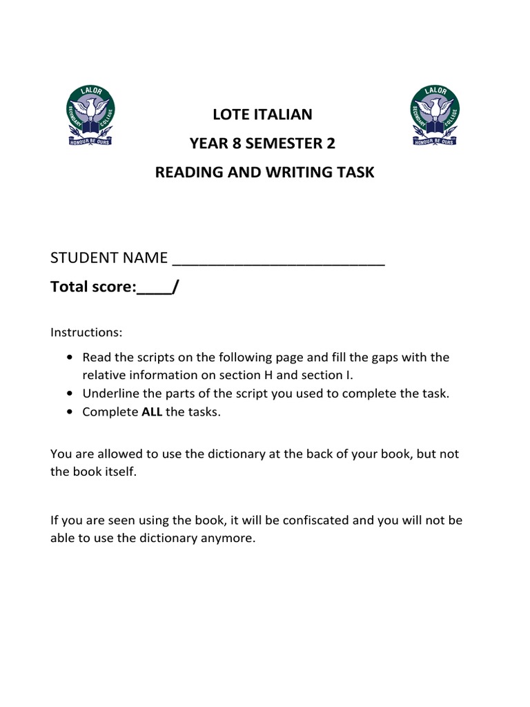 Y8 Writing Assessment Sem 2 | PDF