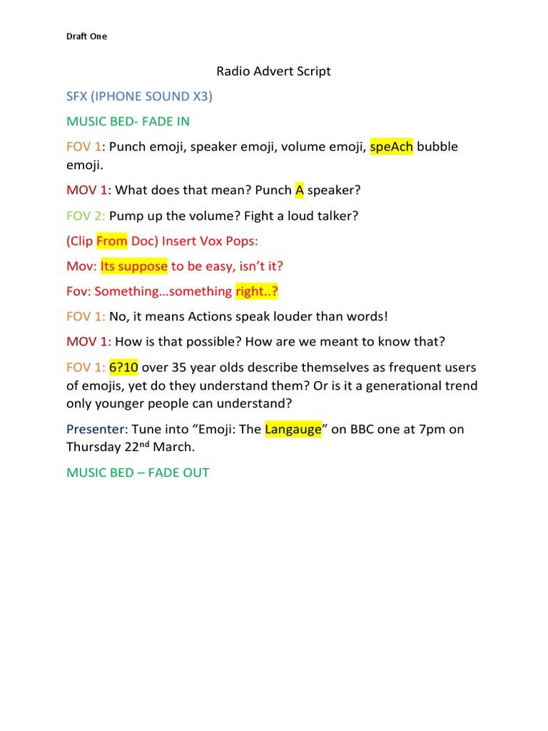 Radio Advert Script D1 | PDF