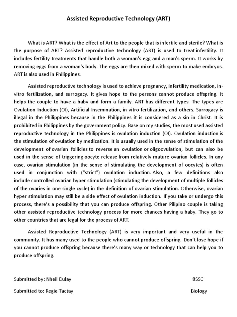 Assisted Reproductive Technology | PDF | Assisted Reproductive ...