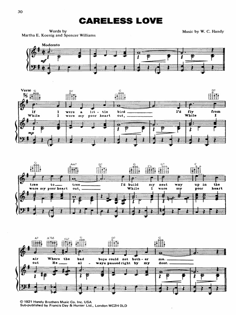 Careless Love - W C Handy | PDF