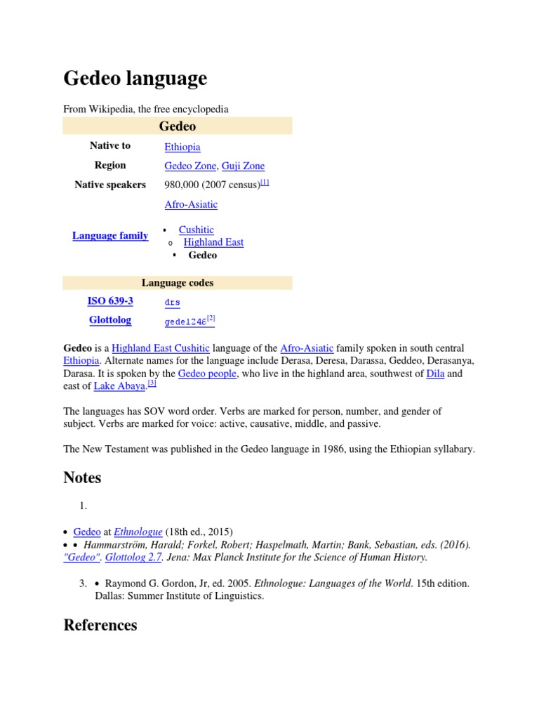 Gedeo Language | PDF | Wikipedia | Languages