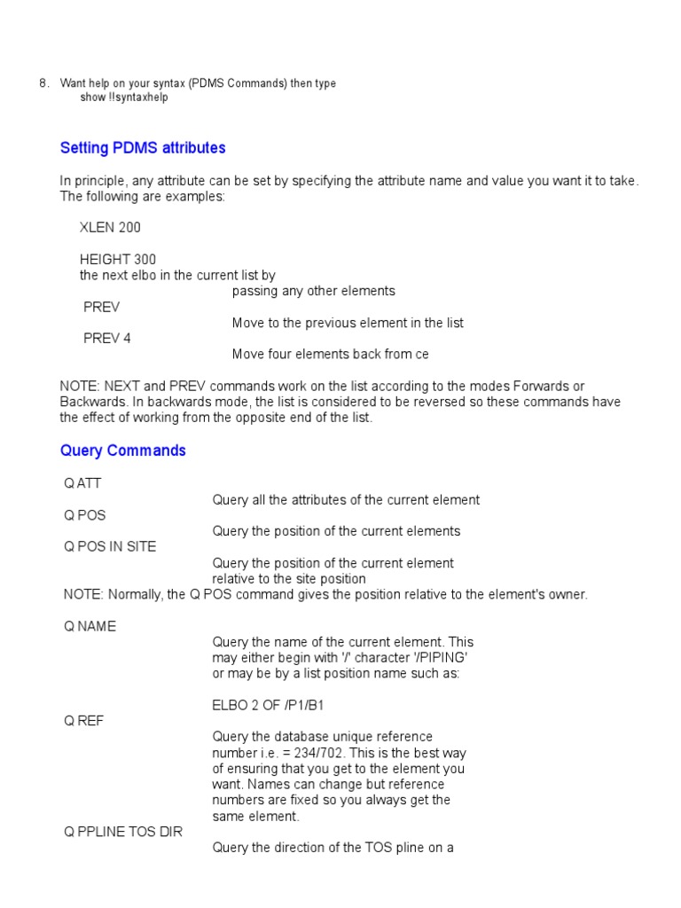 Setting PDMS Attributes: 8 Want Help On Your Syntax (PDMS Commands ...