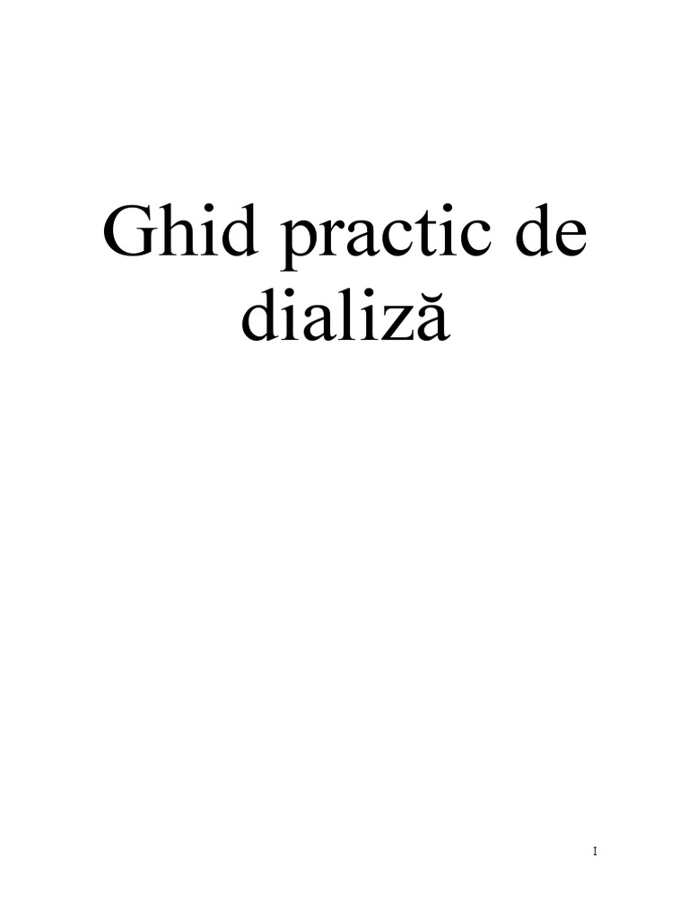 Ghid Practic de Dializa PDF | PDF